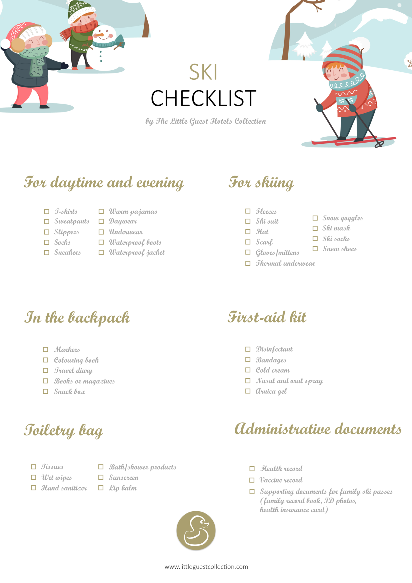Checklist for ski family holidays - Little Guest